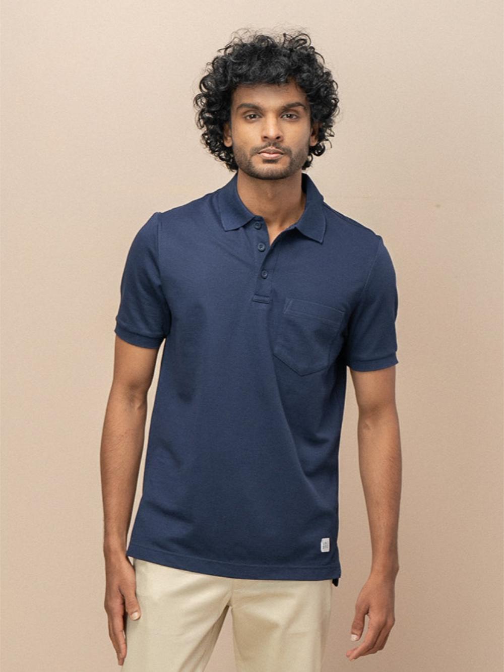 Men Combed Cotton Rich Smart Fit Oxford Polo T-Shirt Navy OP3 – unibro ...